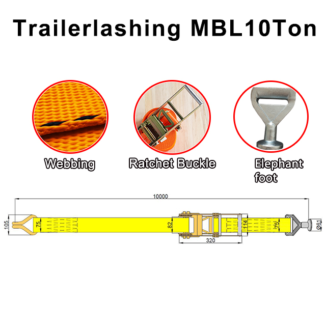 OEM Web Lashing for RO-RO Ships Heavy-duty Trailer Lashing 20T Truck ...